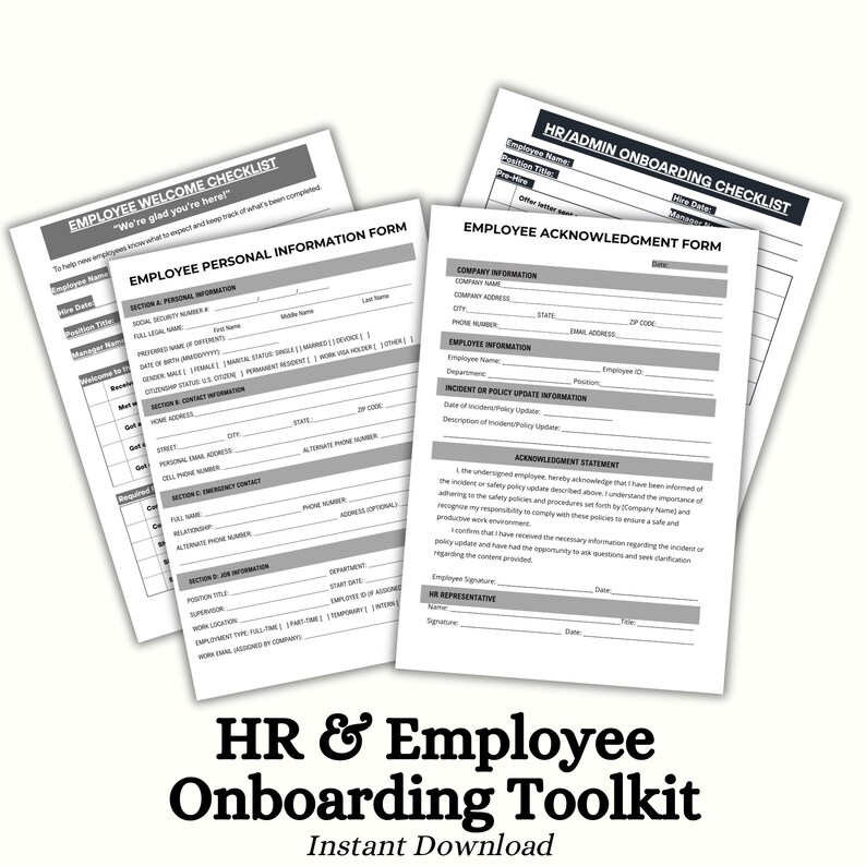 HR & Employee Onboarding Toolkit Bundle | Editable New Hire Forms, HR ...