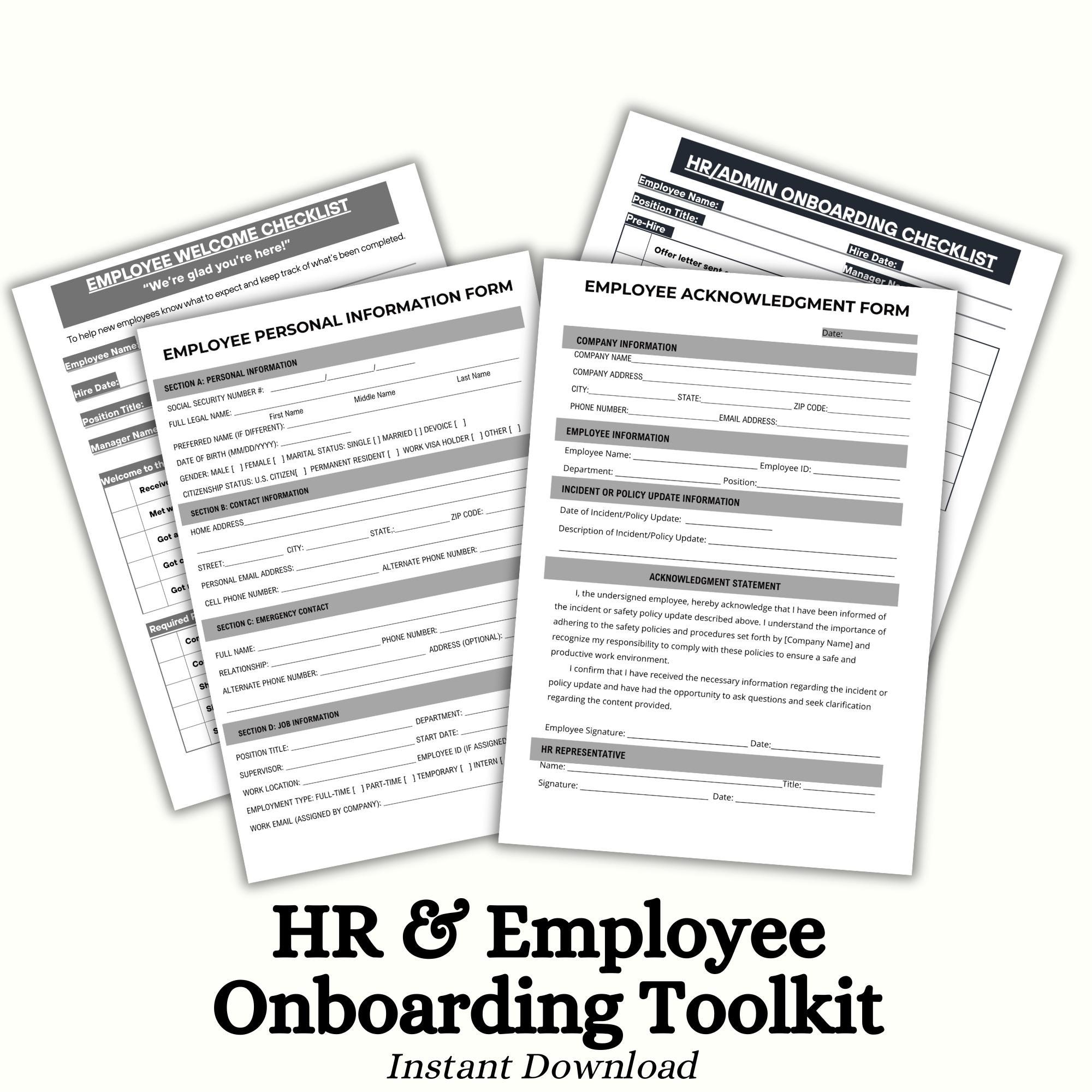 HR & Employee Onboarding Toolkit Bundle | Editable New Hire Forms, HR ...
