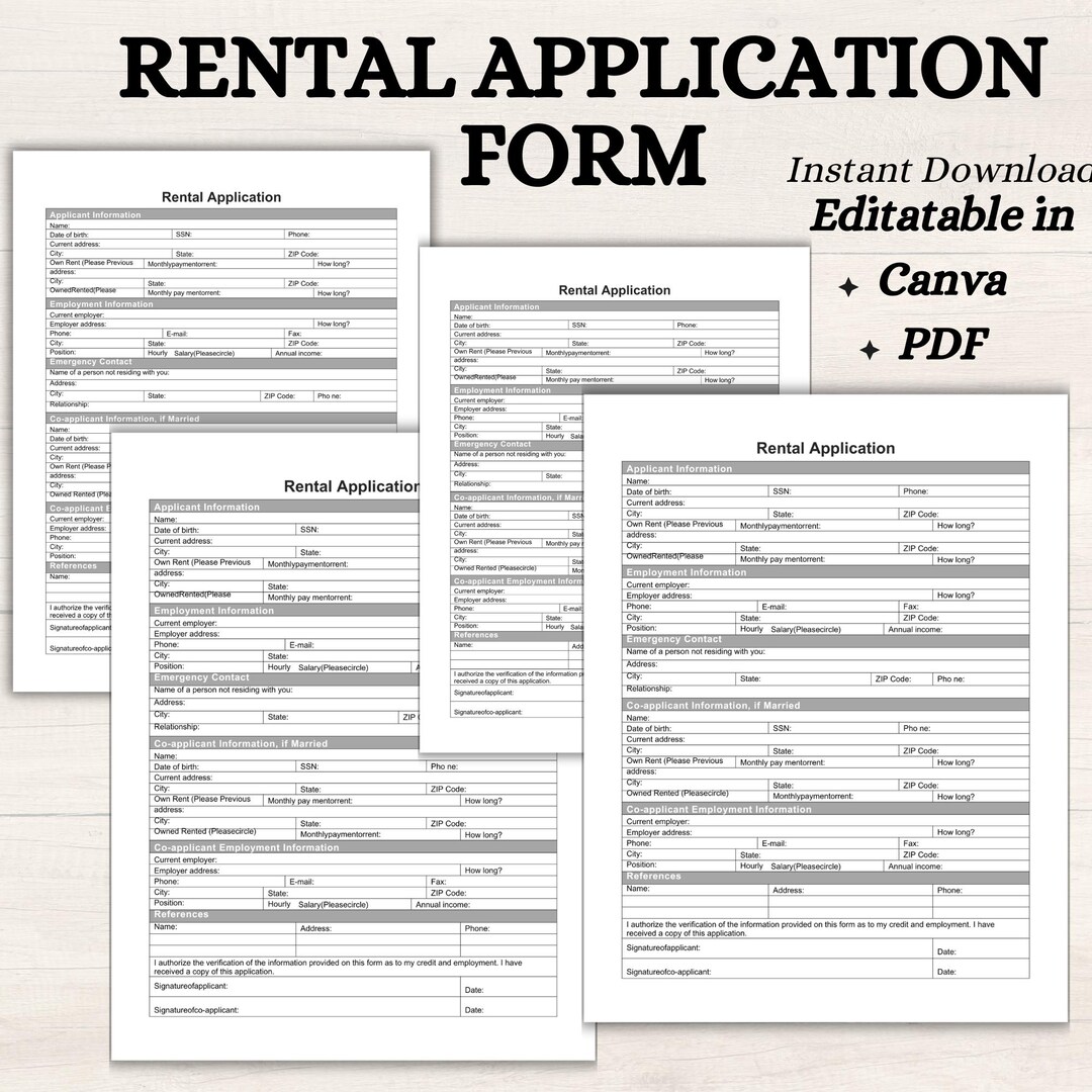 Editable Rental Application Form | Tenant Screening Template | Landlord Tool | Digital Download ...