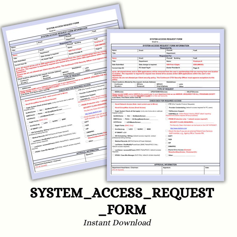 Editable System Access Request Form: Employee Onboarding Template (digital Download) - Etsy