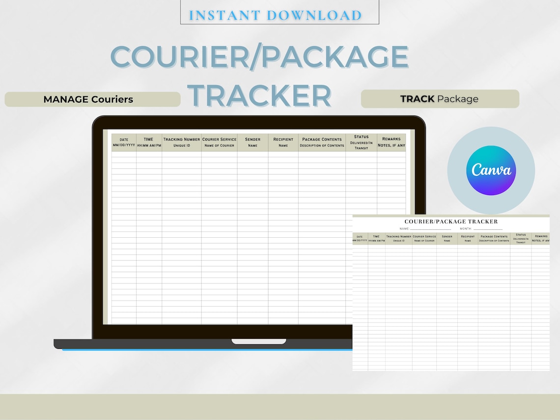 Courier/package Tracker | Delivery Log Template | Package Management ...