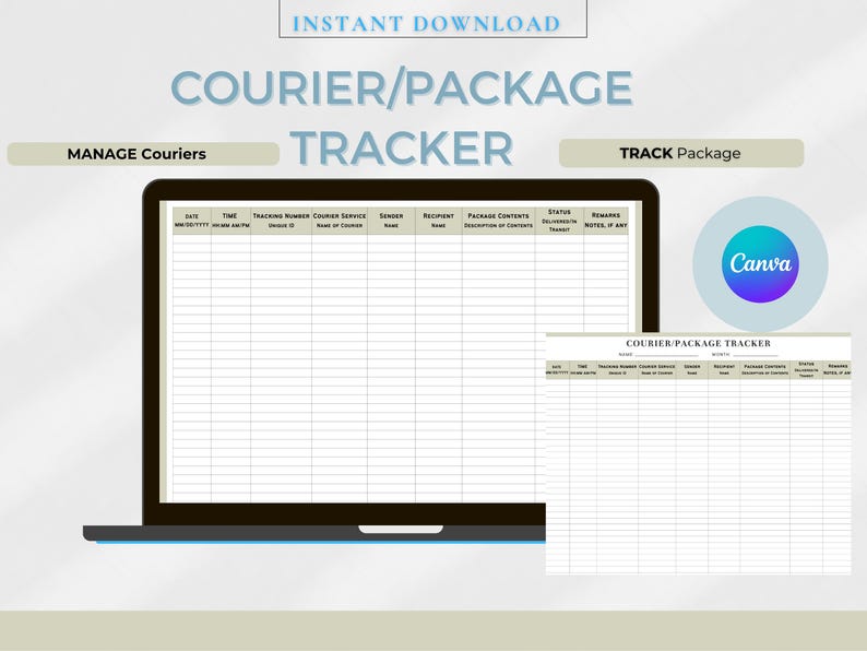 Courier/package Tracker | Delivery Log Template | Package Management ...