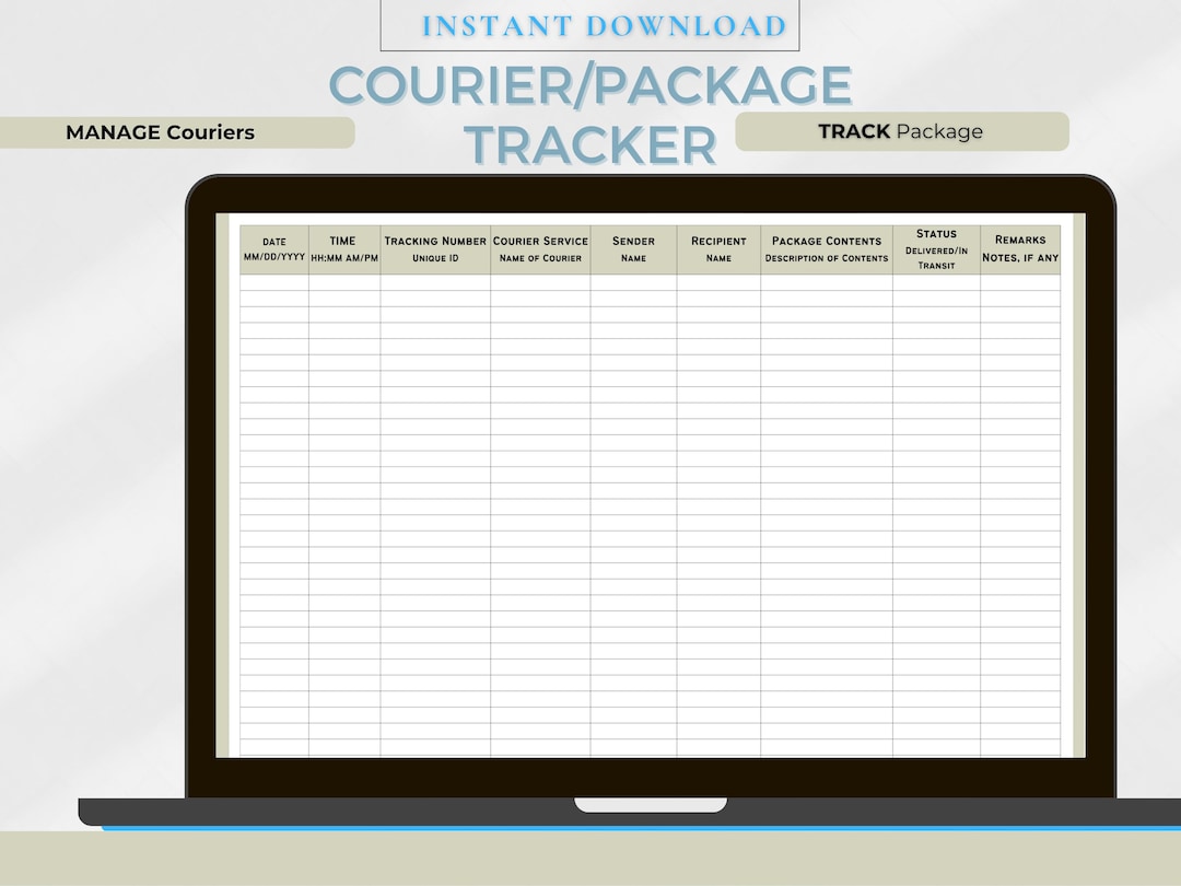 Courier/package Tracker | Delivery Log Template | Package Management ...