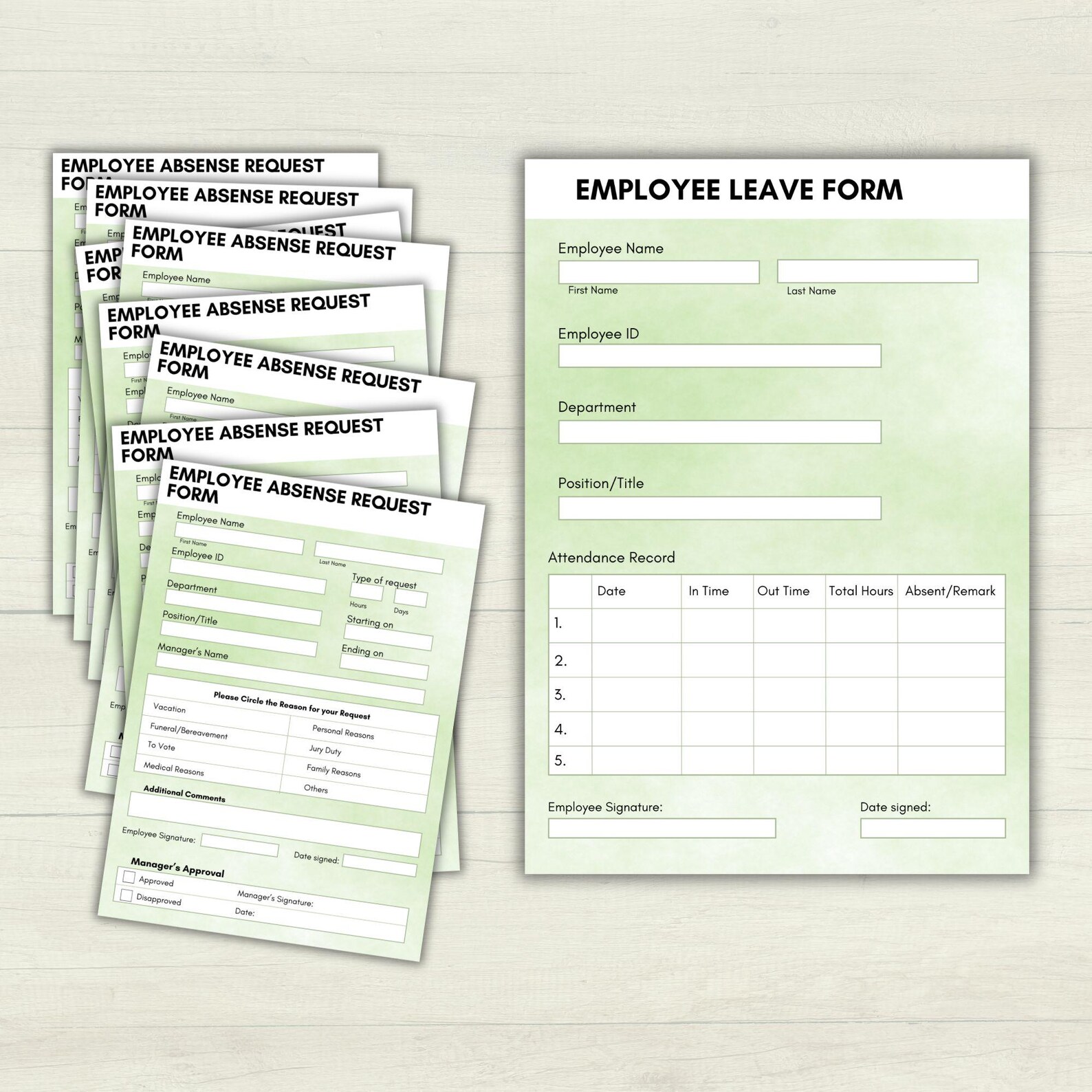 Employee Attendance and Leave Form | 2 in 1 Template | Employee Leave ...