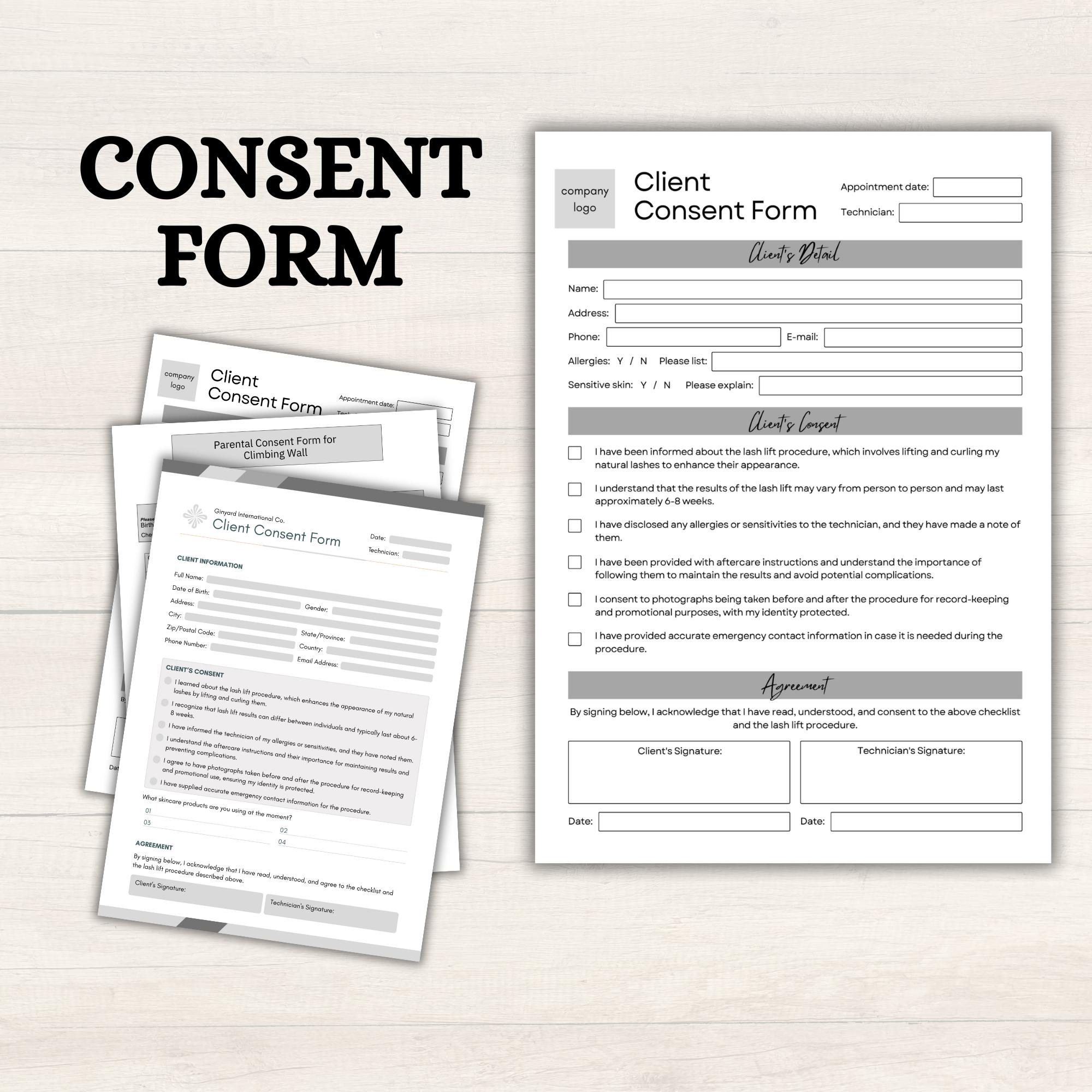 Consent Form Template | Editable & Printable Legal Agreement Document ...