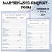 Editable Maintenance Request Form Template, Printable Tenant Request ...