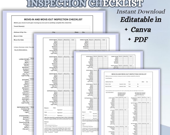 Move-in & Move-out Inspection Checklist | Printable Rental Property ...