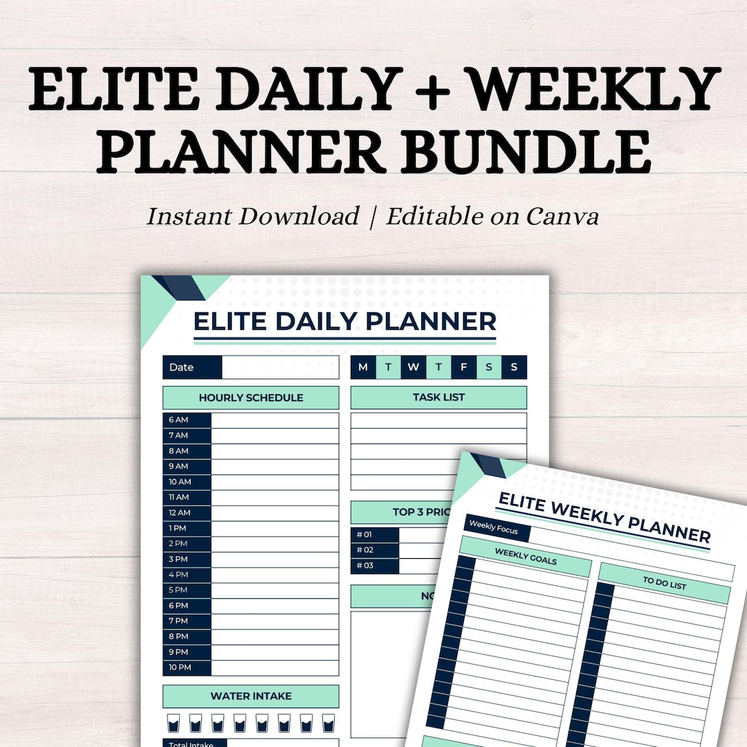 Elite Daily and Weekly Planner Bundle | Stay Focused & Productive Every ...