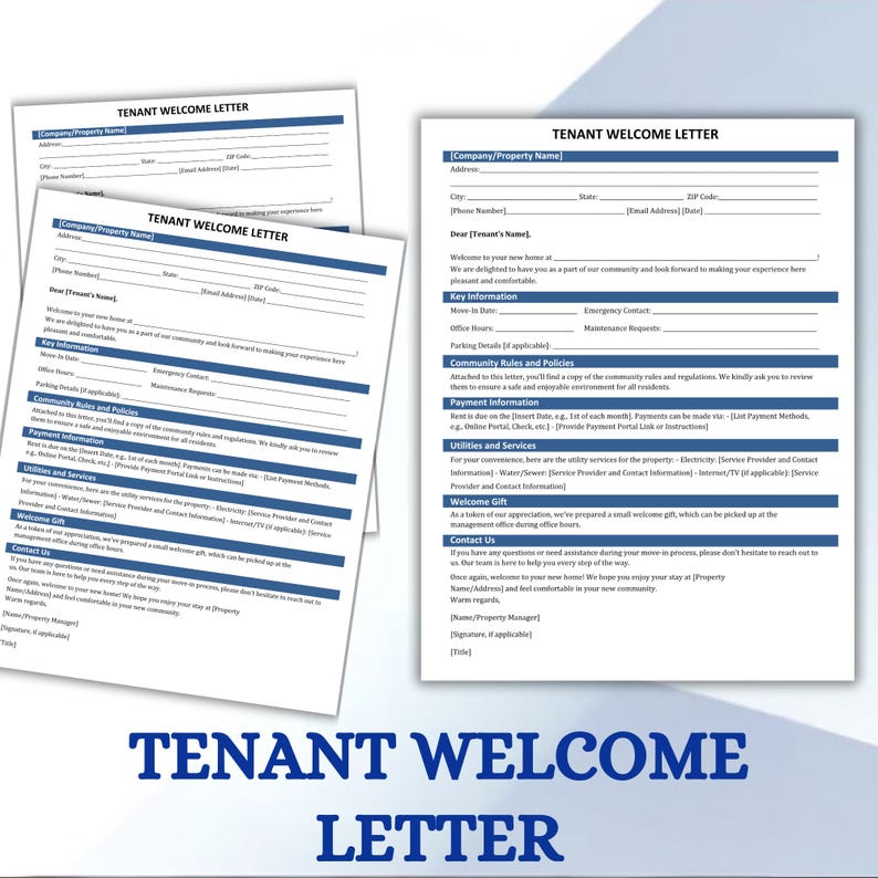 Tenant Welcome Letter - Editable Template for Property Managers and ...