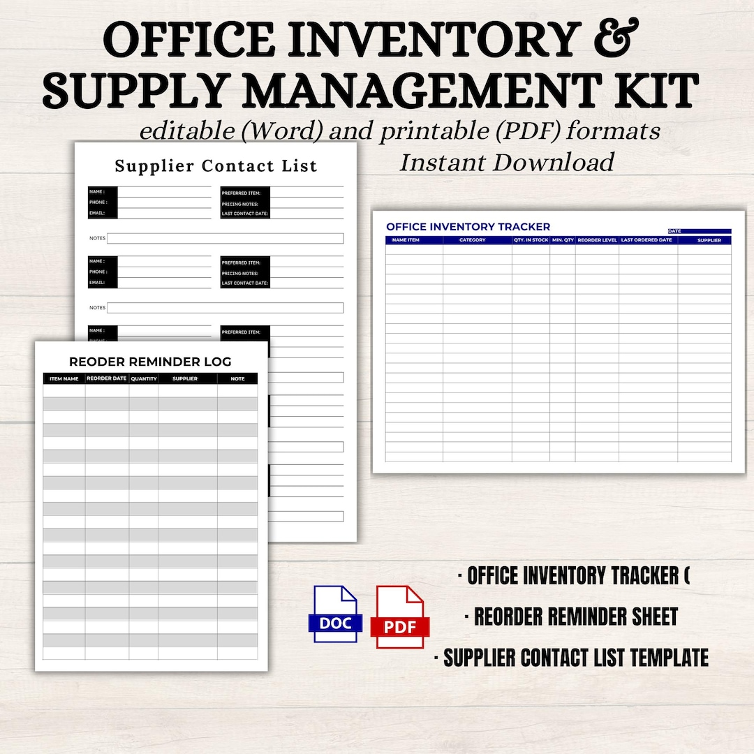 Office Inventory & Supply Management Kit | Printable Office Organizer ...
