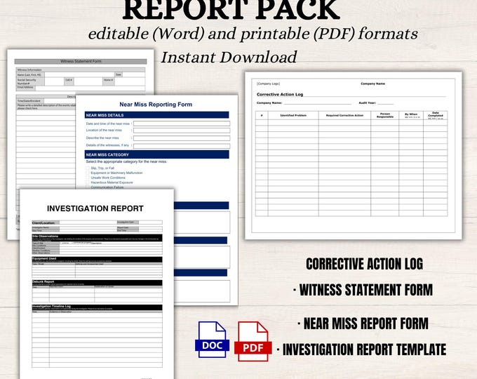 Workplace Incident Report Pack | Safety Compliance Forms for Office ...