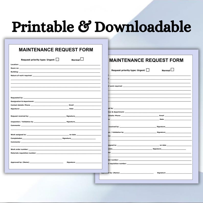 Editable Maintenance Request Form Template, Printable Tenant Request ...