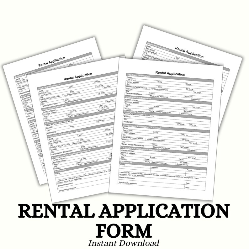 Editable Rental Application Form | Tenant Screening Template | Landlord ...