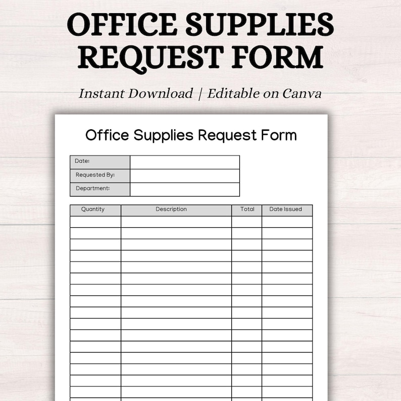 Office Supplies Request Form | Editable Office Request Form | Printable ...