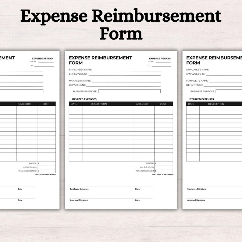Expense Reimbursement Form | Finance and Accounting Templates | Expense ...