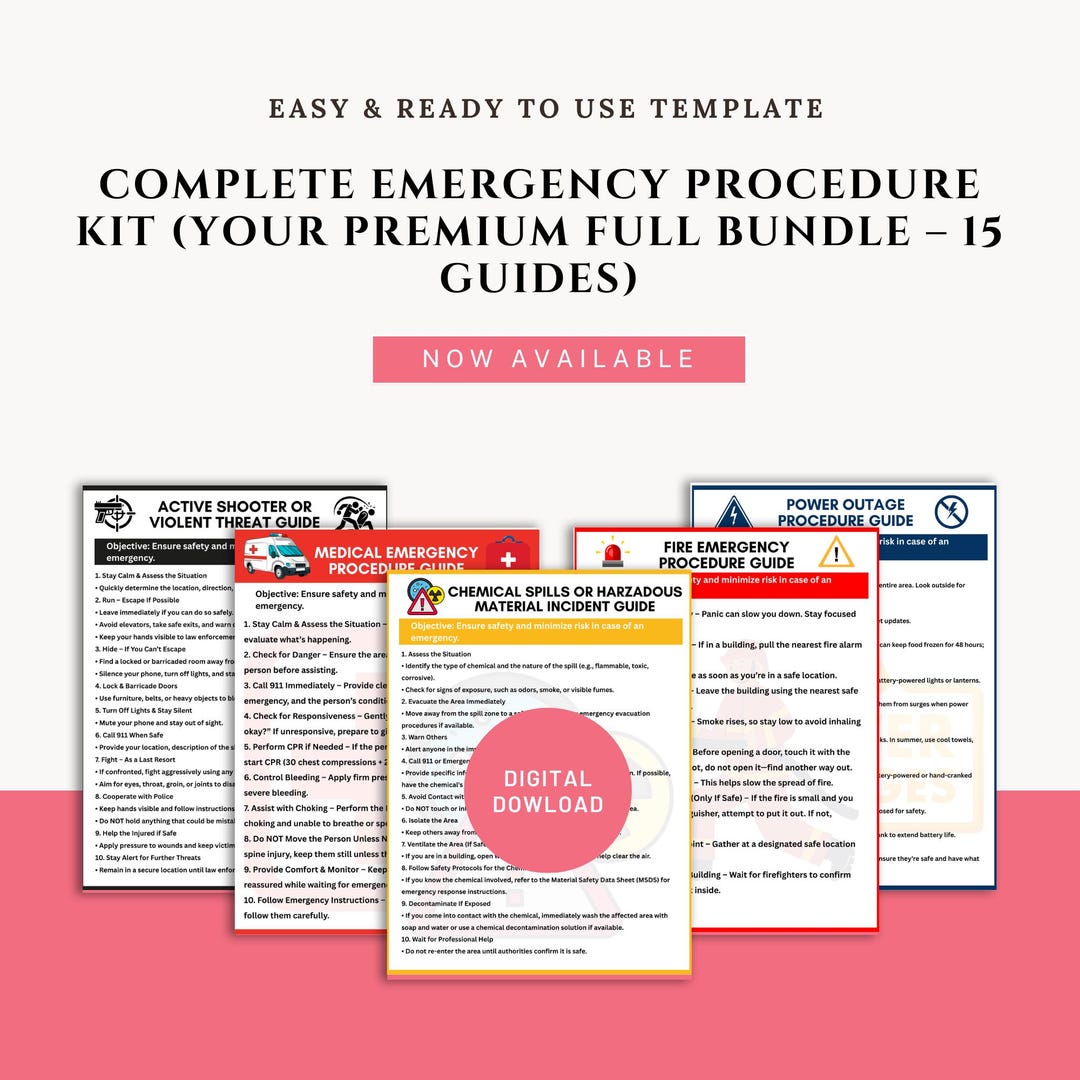 Complete Emergency Procedure Kit | Emergency Response Bundle for Workplace, School & Facilities ...