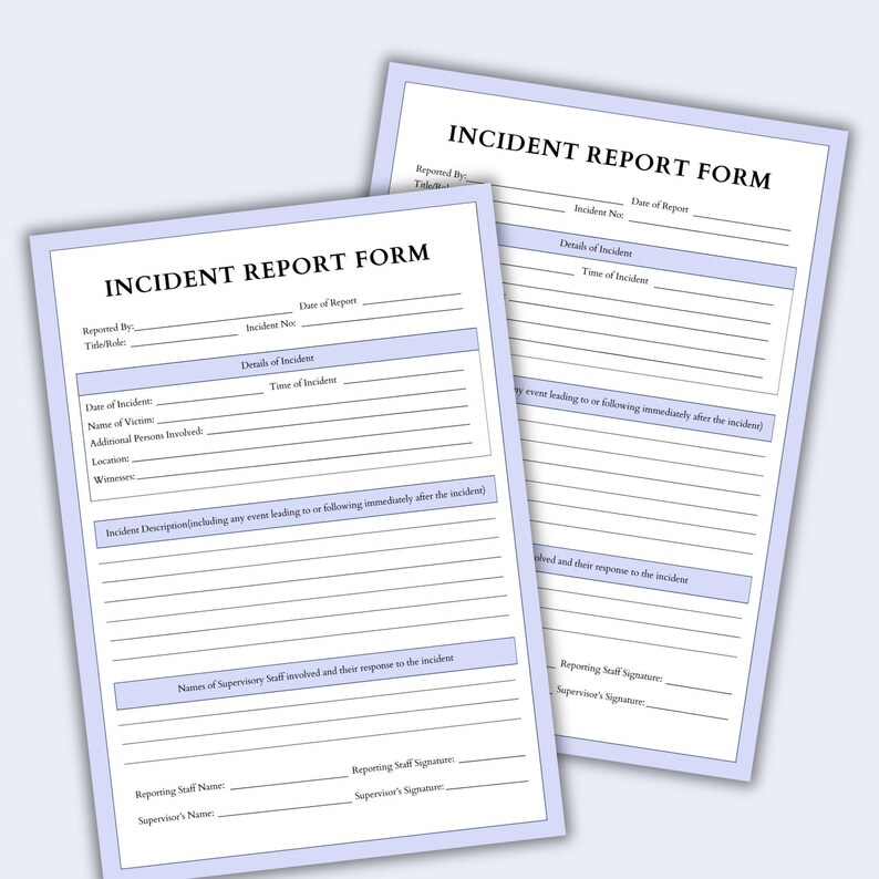 Workplace Incident Report Form | Incident Report Templates | Injury ...