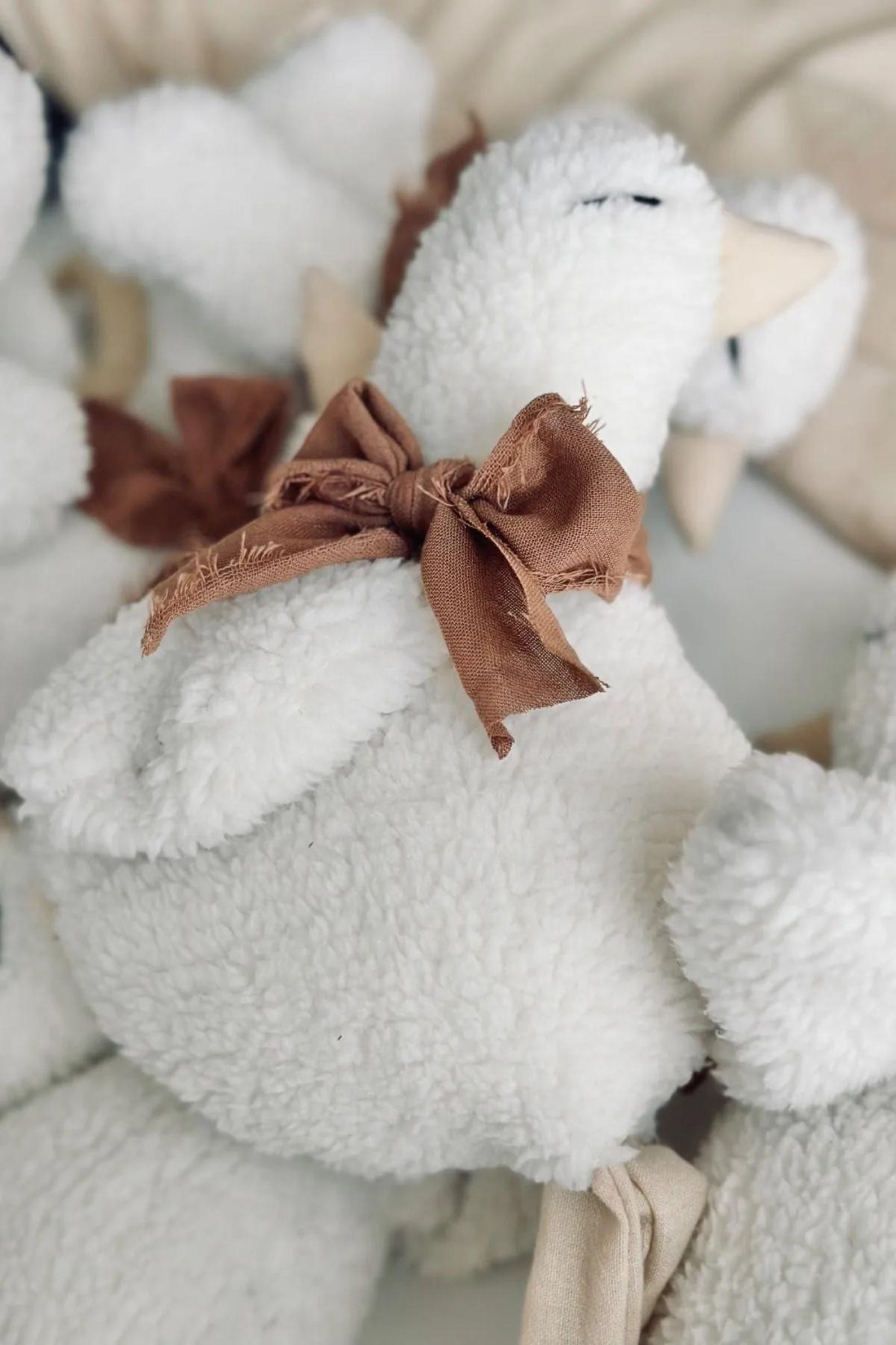 Soft Plush Goose With Rustic Bow – Handmade Cozy Cuddle Toy - Etsy