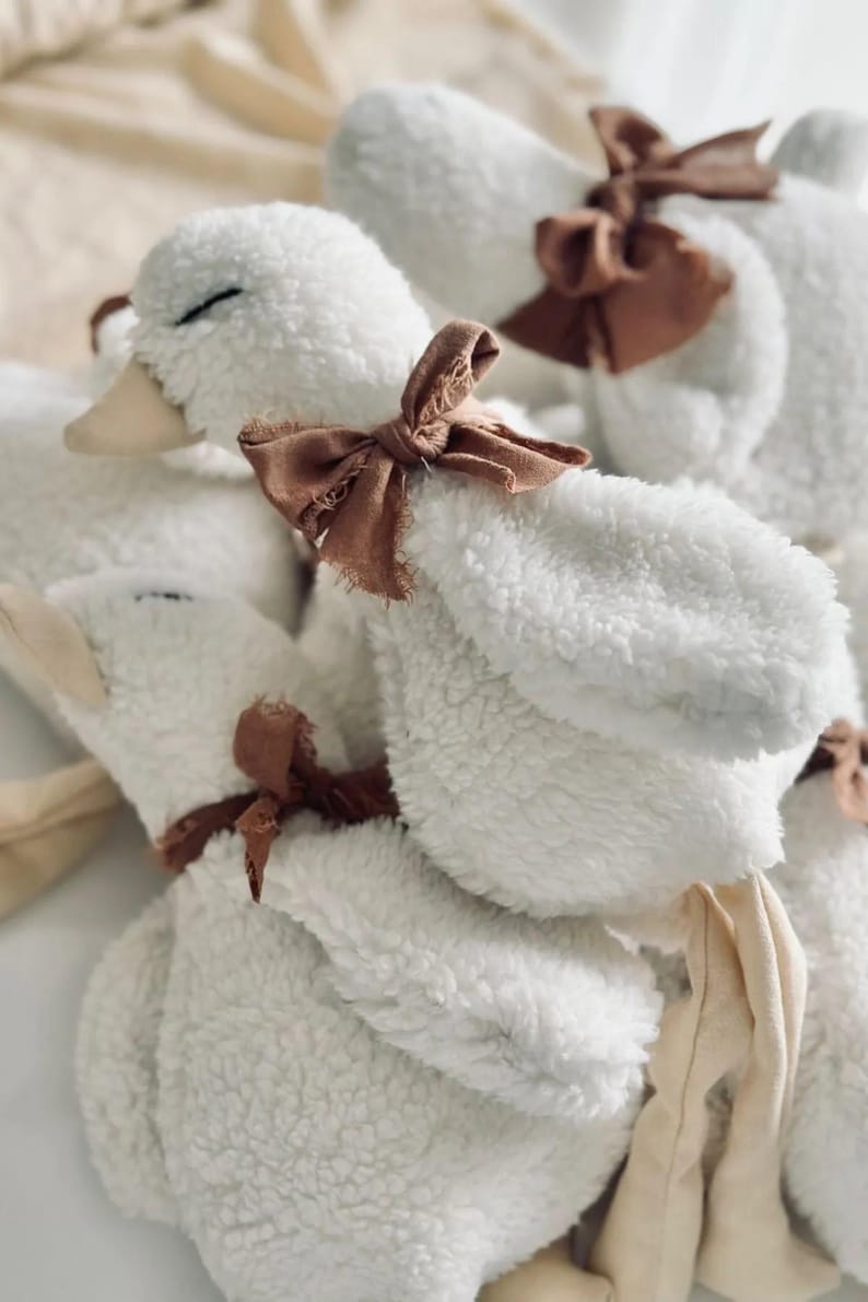 Soft Plush Goose With Rustic Bow – Handmade Cozy Cuddle Toy - Etsy
