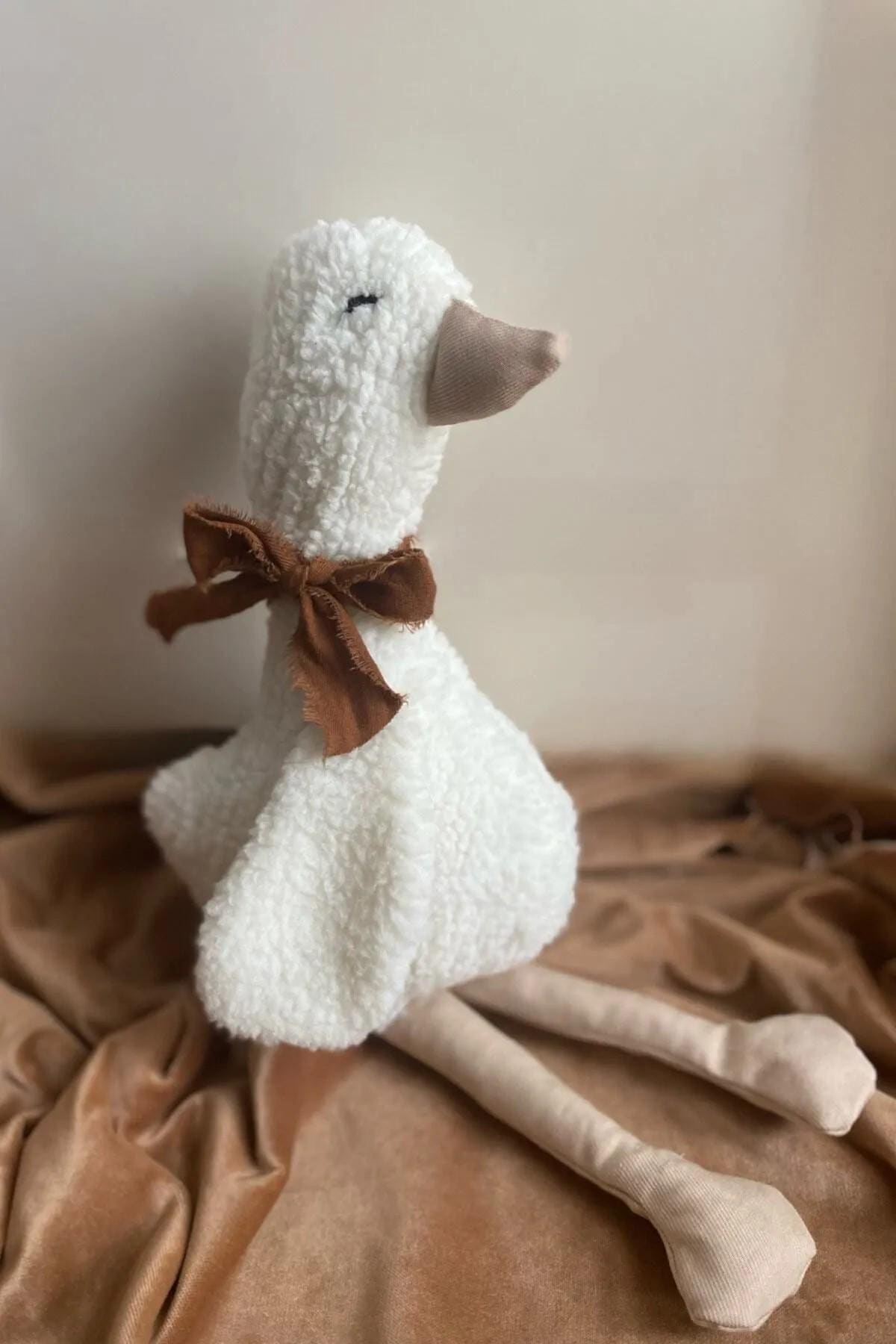 Soft Plush Goose With Rustic Bow – Handmade Cozy Cuddle Toy - Etsy