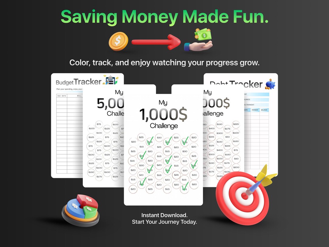 10K Savings Challenge Bundle – 1K/5K/10K + Debt & Budget Trackers PDF ...