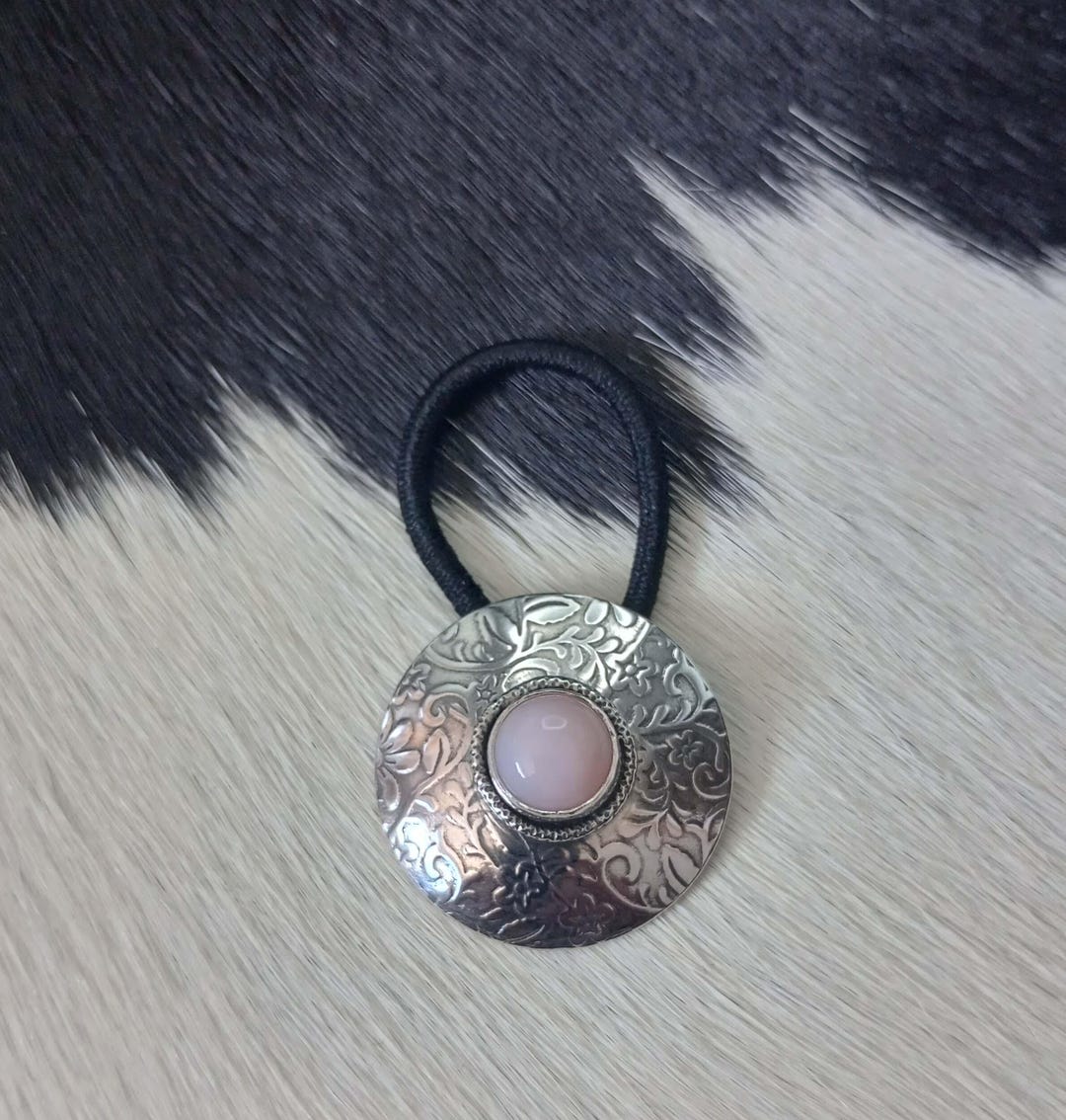 Handcrafted Sterling Silver Hair Concho With Natural Pink Peruvian Opal ...