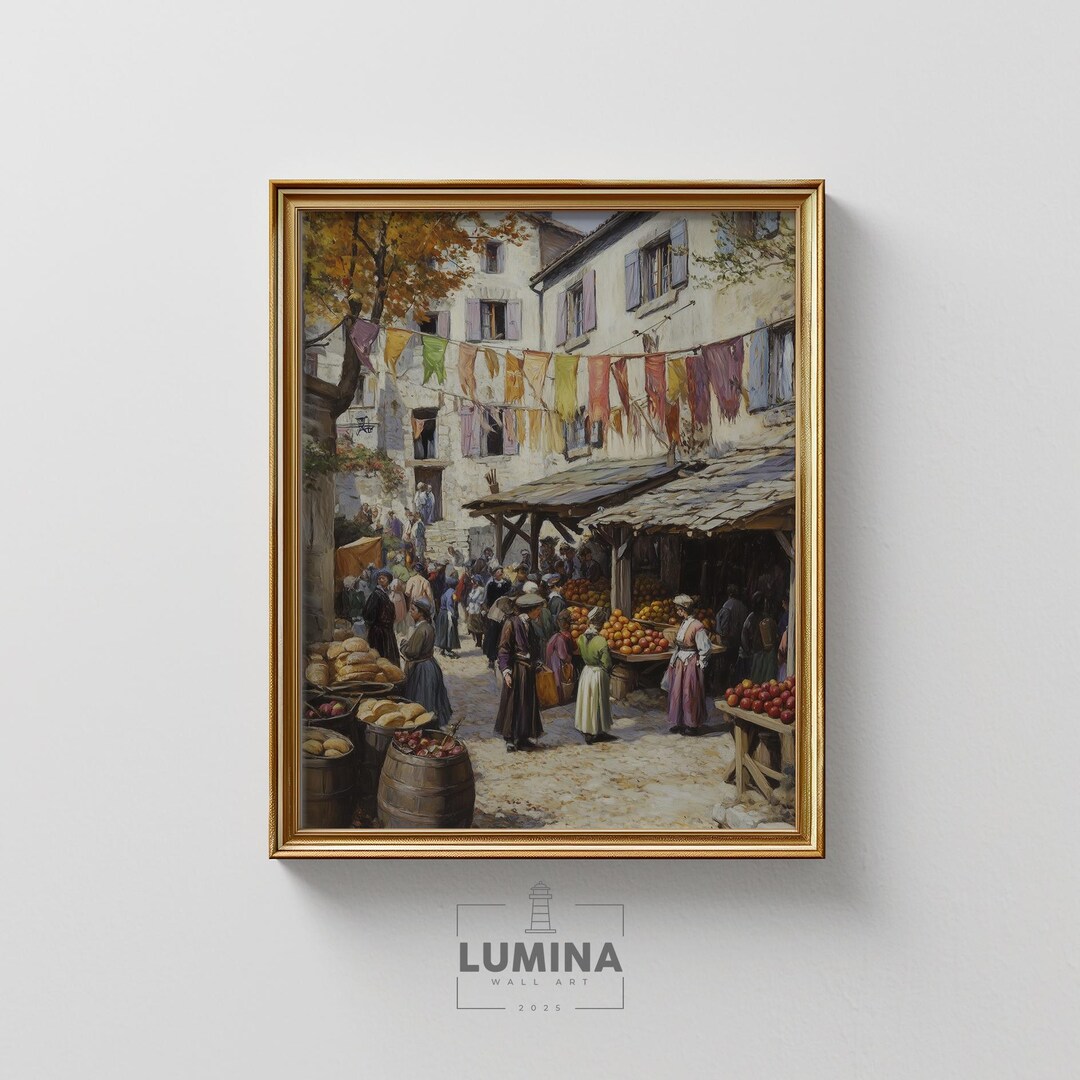 Harvest Festival in Small Village - Vintage Autumn Market Scene, Rustic ...