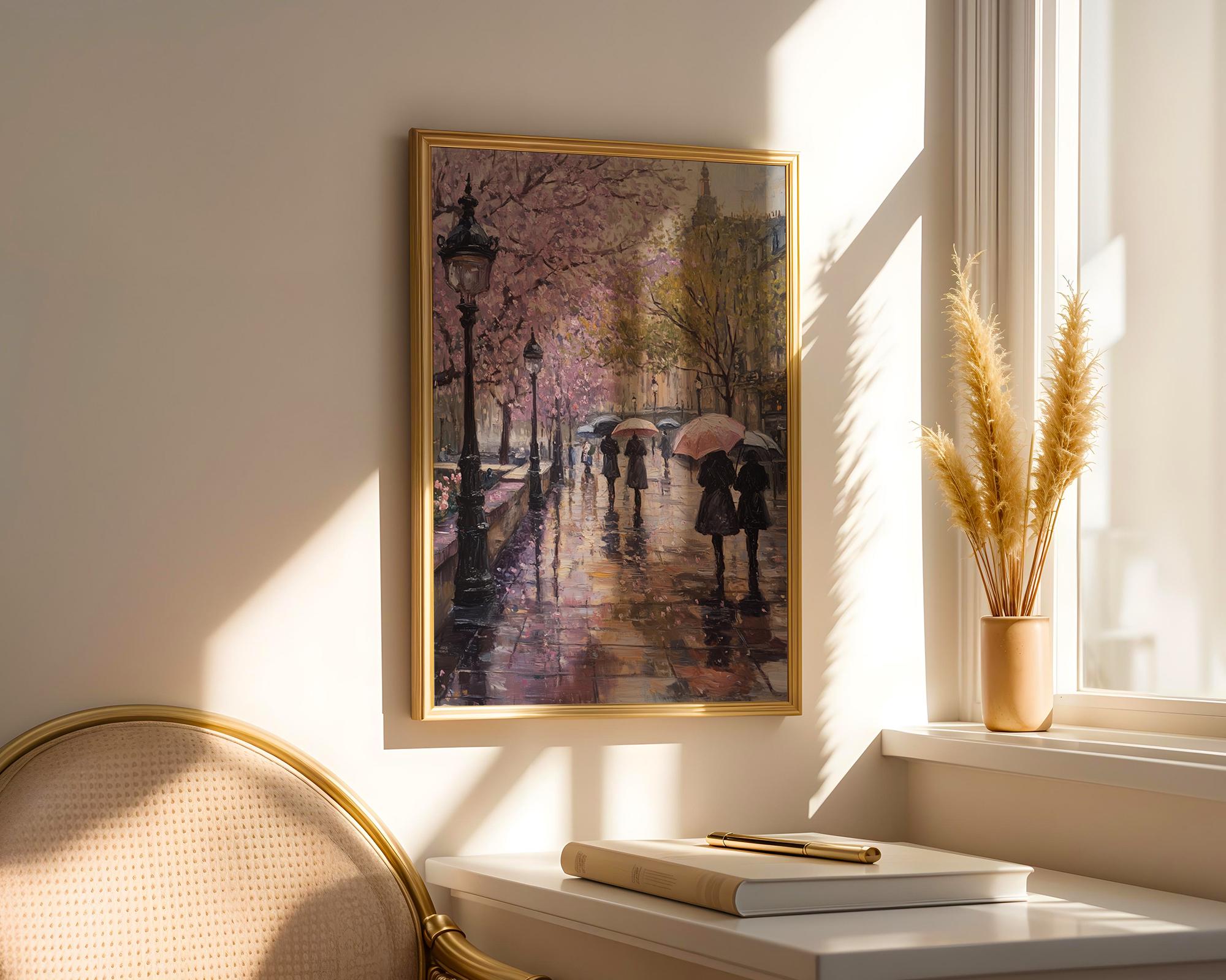 Rainy Spring Day in Paris Printable - Romantic Cityscape Painting ...