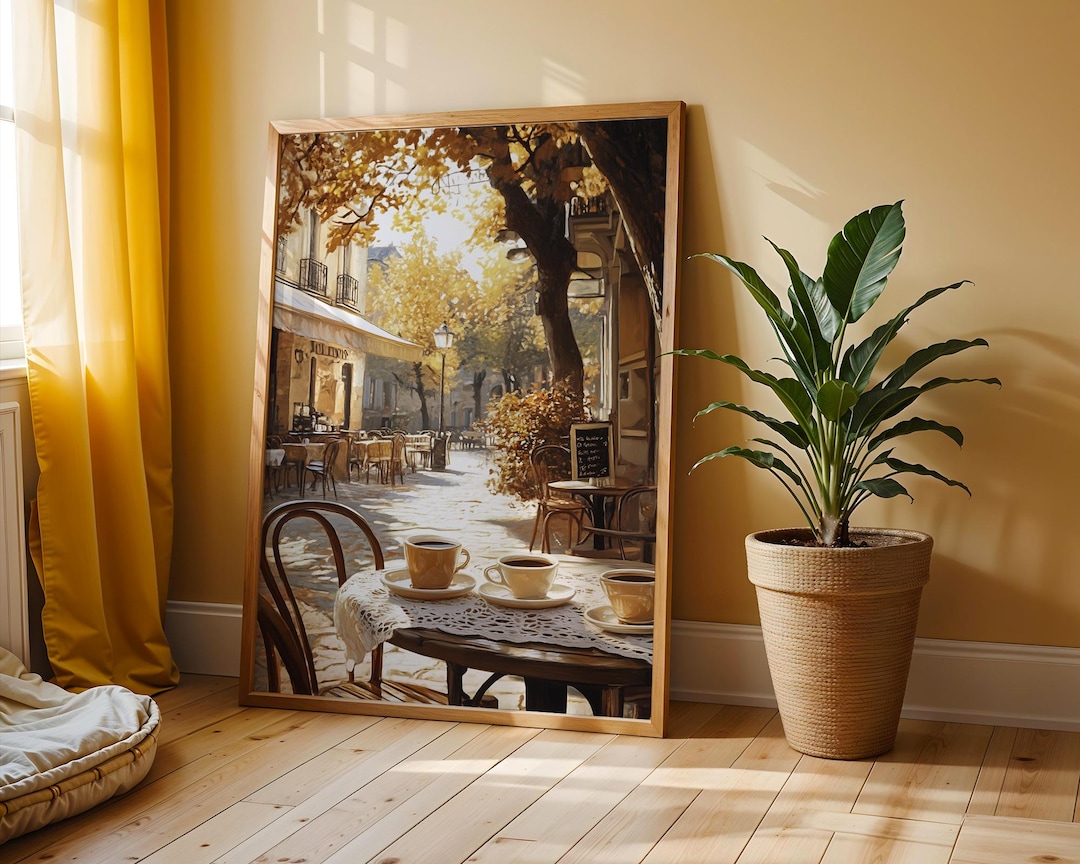 Sunlit Espresso Bar on a European Street - Rustic Cafe Scene, Warm ...