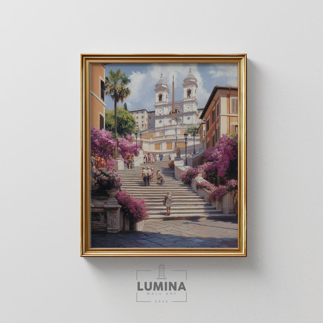 Spanish Steps in Spring Printable - Romantic Rome Cityscape, Floral ...