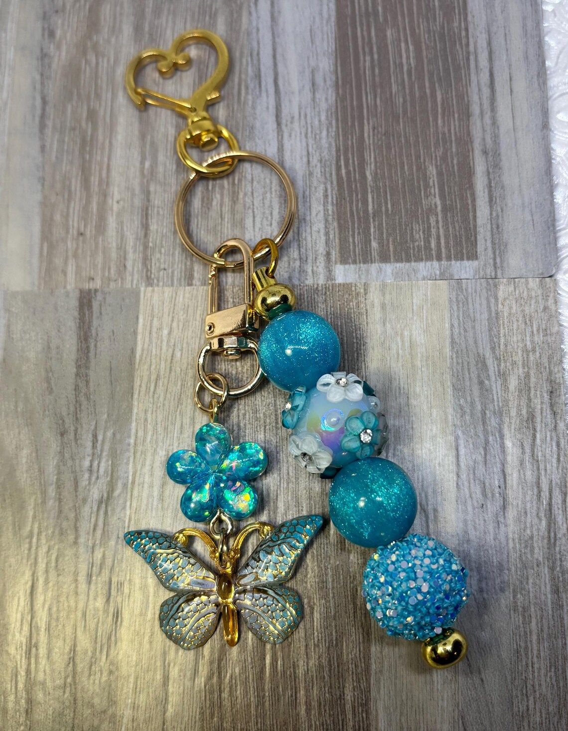 Handmade Beaded Keychain Purse Charm, Turquoise Bubblegum Beads - Etsy