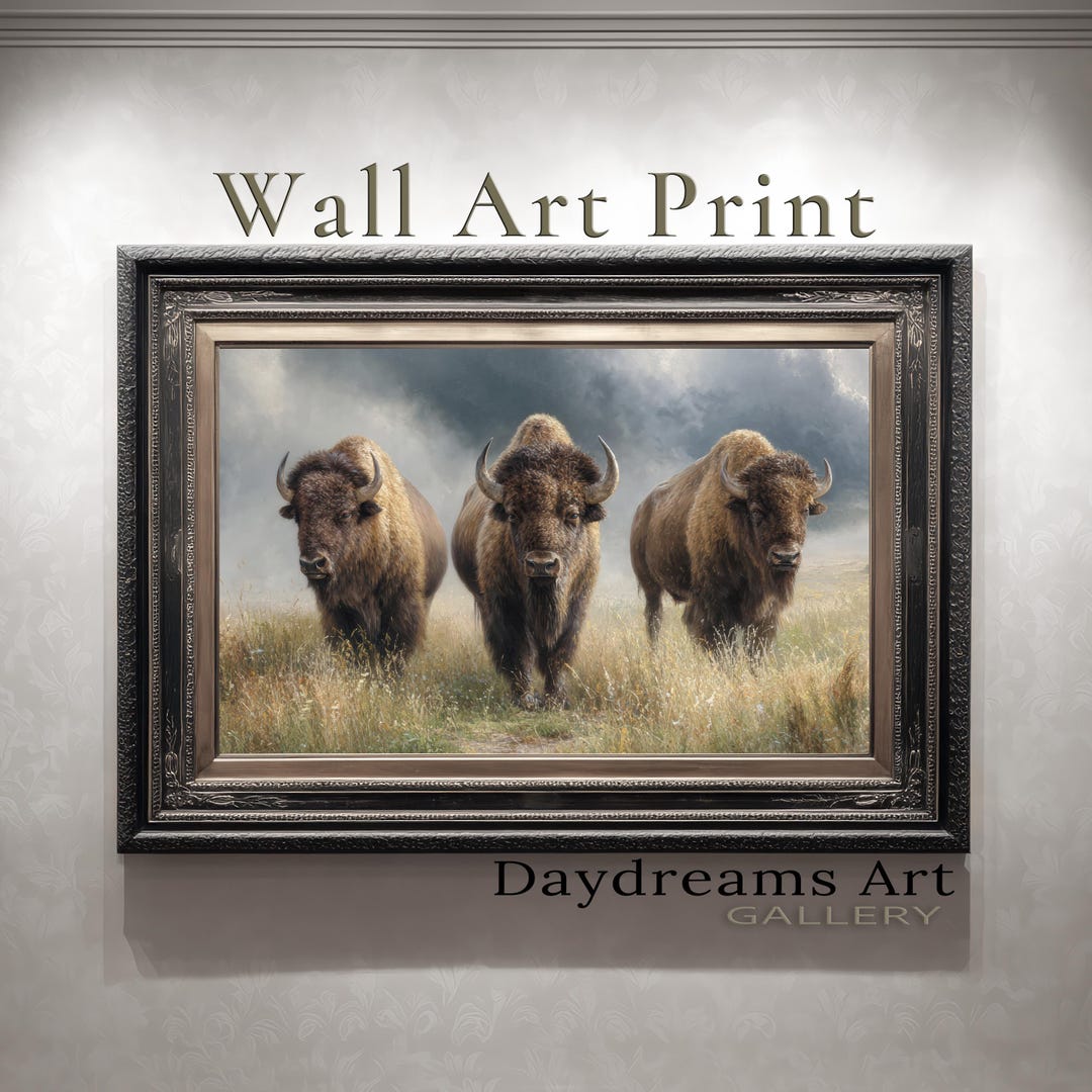 Bison Wall Art Print | Rolled Art Print, Yellowstone Wildlife, Western ...