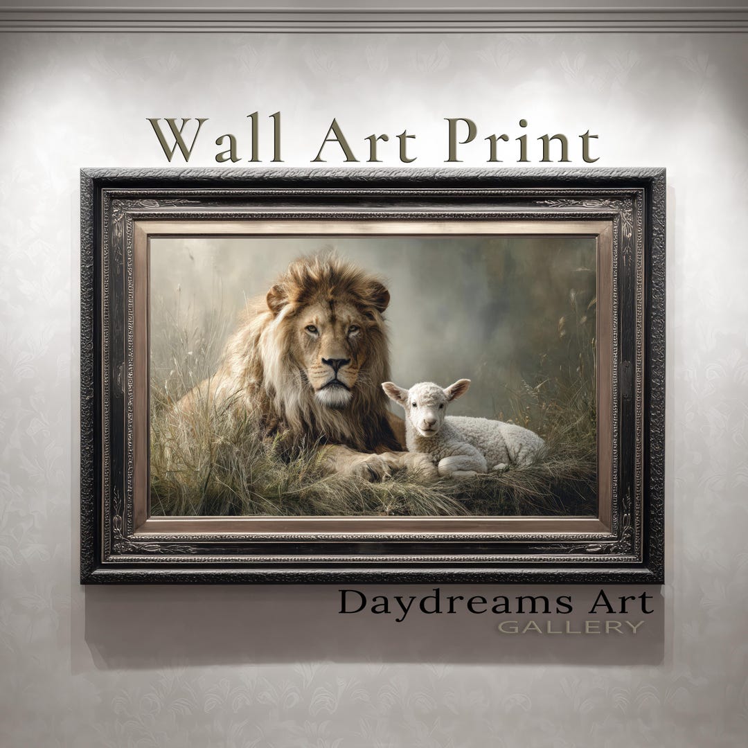 Lamb and Lion Wall Art | Rolled Poster | Isaiah 11:6 | Peaceful Animal ...