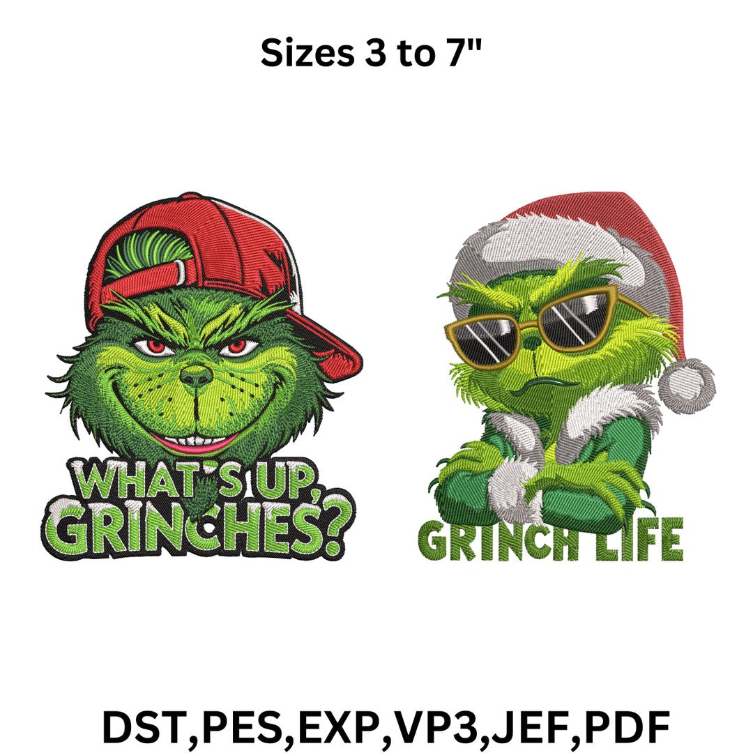 Christmas Grinch Embroidery Design, Machine Embroidery File, 9 Sizes ...
