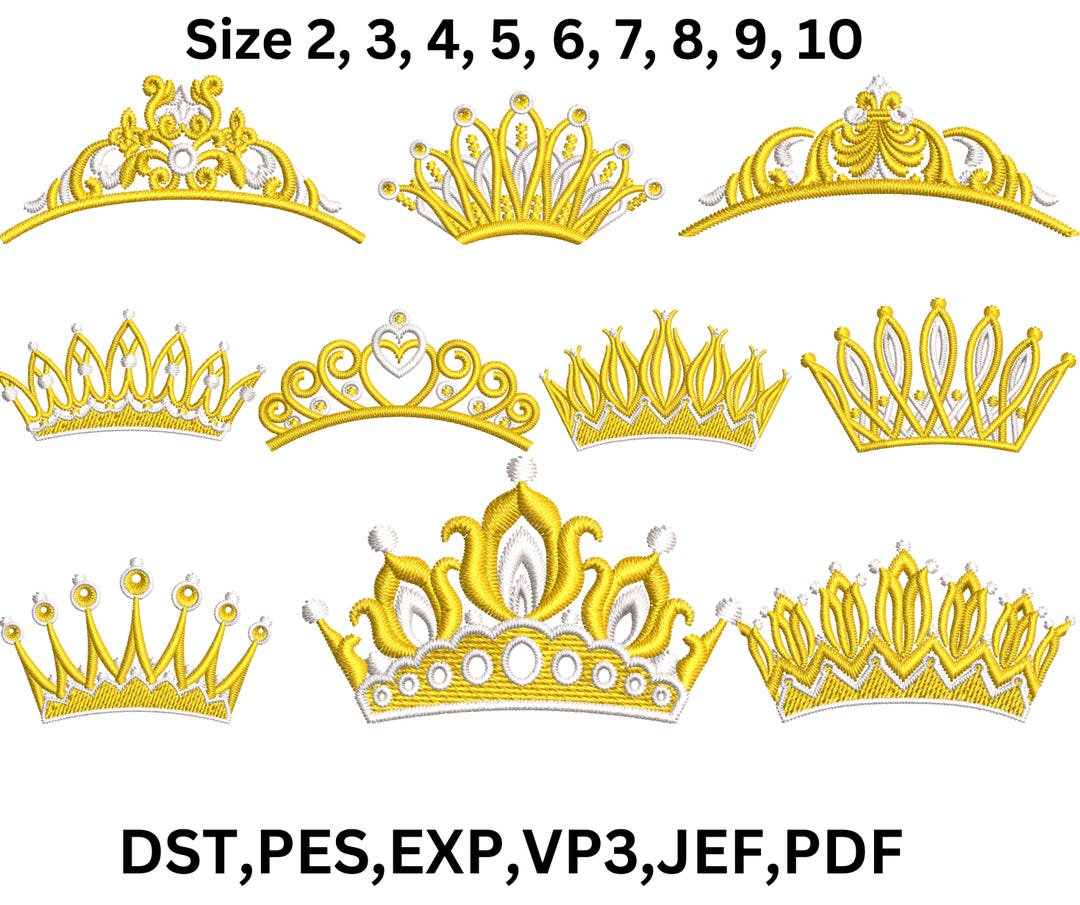 Crown Embroidery Design, King & Queen Crown, 6 Sizes (digital Download ...