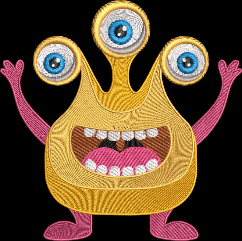 Monster Embroidery Design, Cute Applique, 9 Sizes (instant Download) - Etsy
