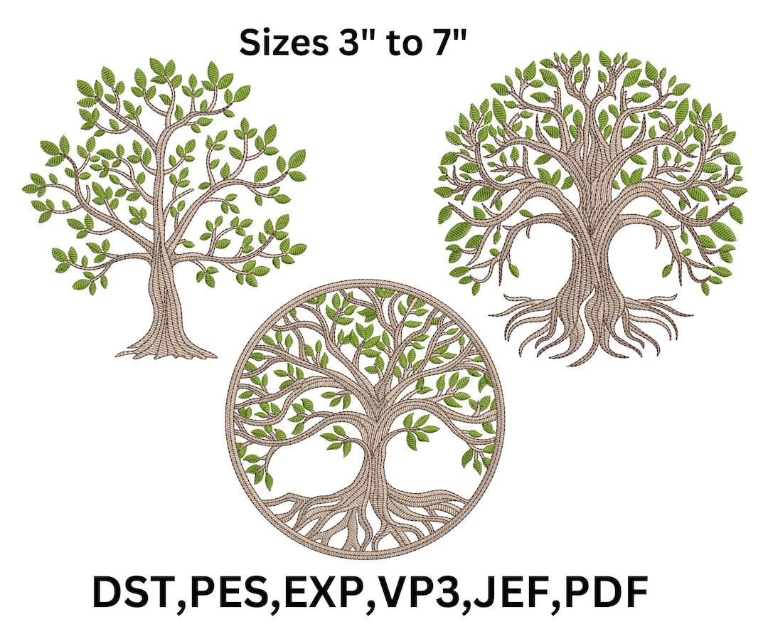 3 Tree of Life Embroidery Design, Machine Embroidery Files, 9 Sizes ...