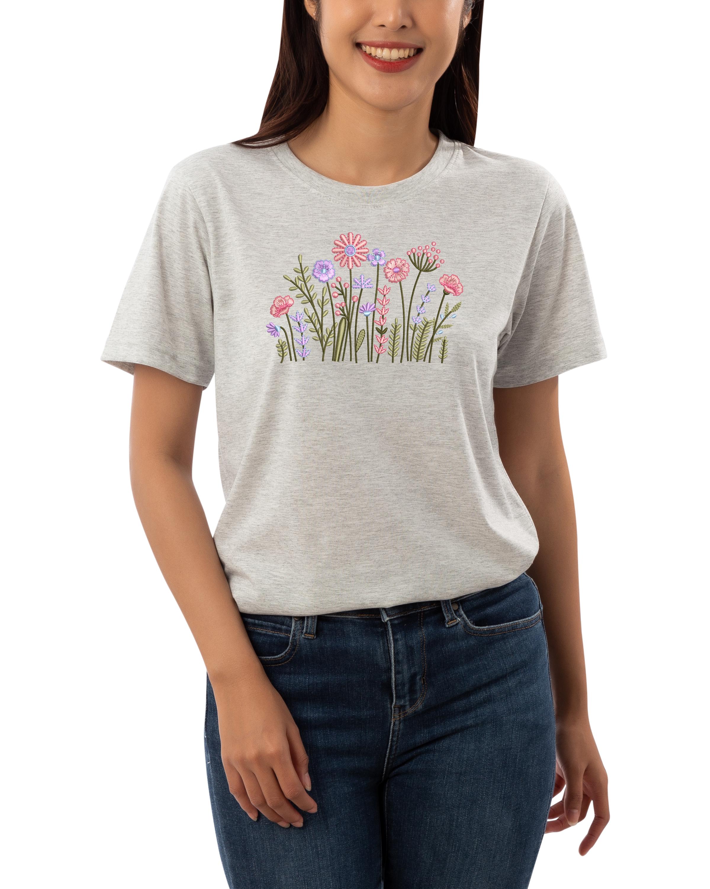 4 Wildflower Meadow Machine Embroidery Designs, Cottagecore Floral ...