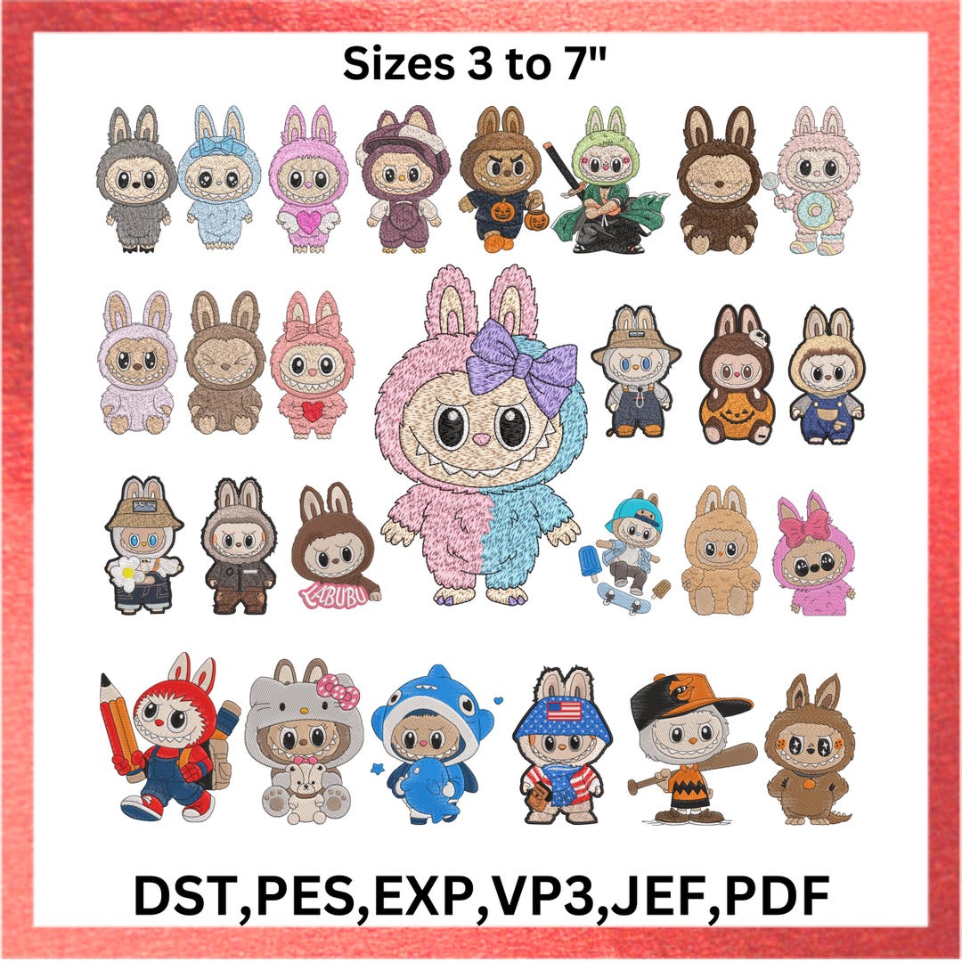 27 Labubu Stickdateien Bundle, süße Cartoon Character Stickerei, Labubu Monster Stickdatei ...