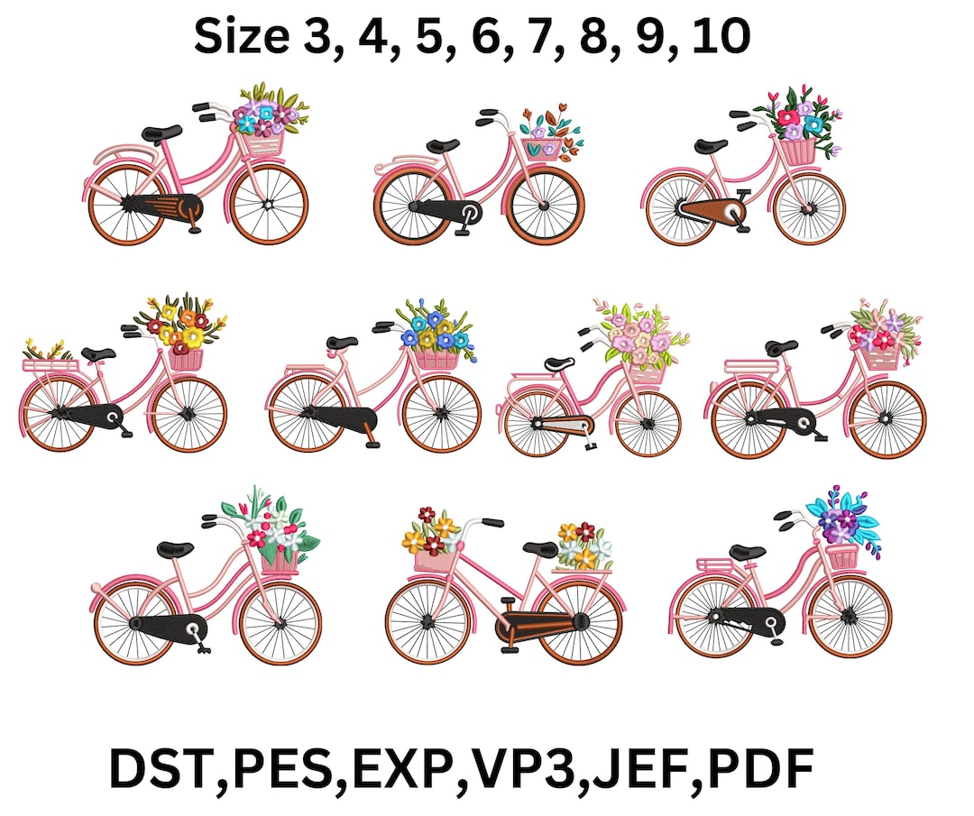 10 Cycle Embroidery Bundle, Bike Embroidery Design, Cycle Machine ...