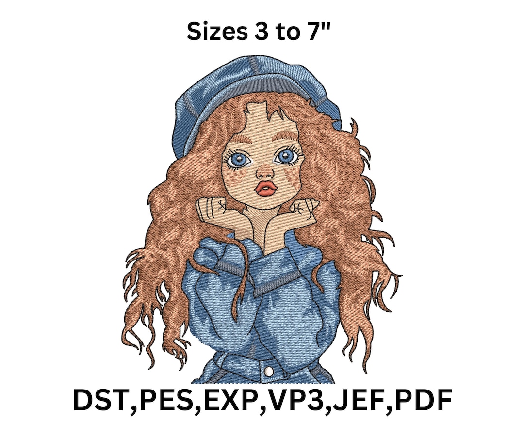 Girl Embroidery Design, Machine Embroidery File (3-7 Inch) (instant ...