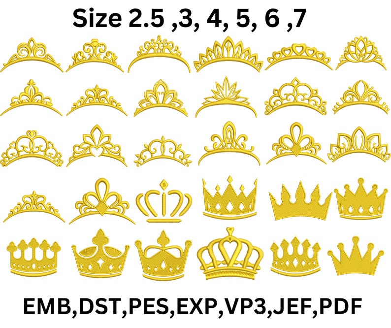 Crown Embroidery Design, Queen & King Crown , 6 Sizes (digital Download ...