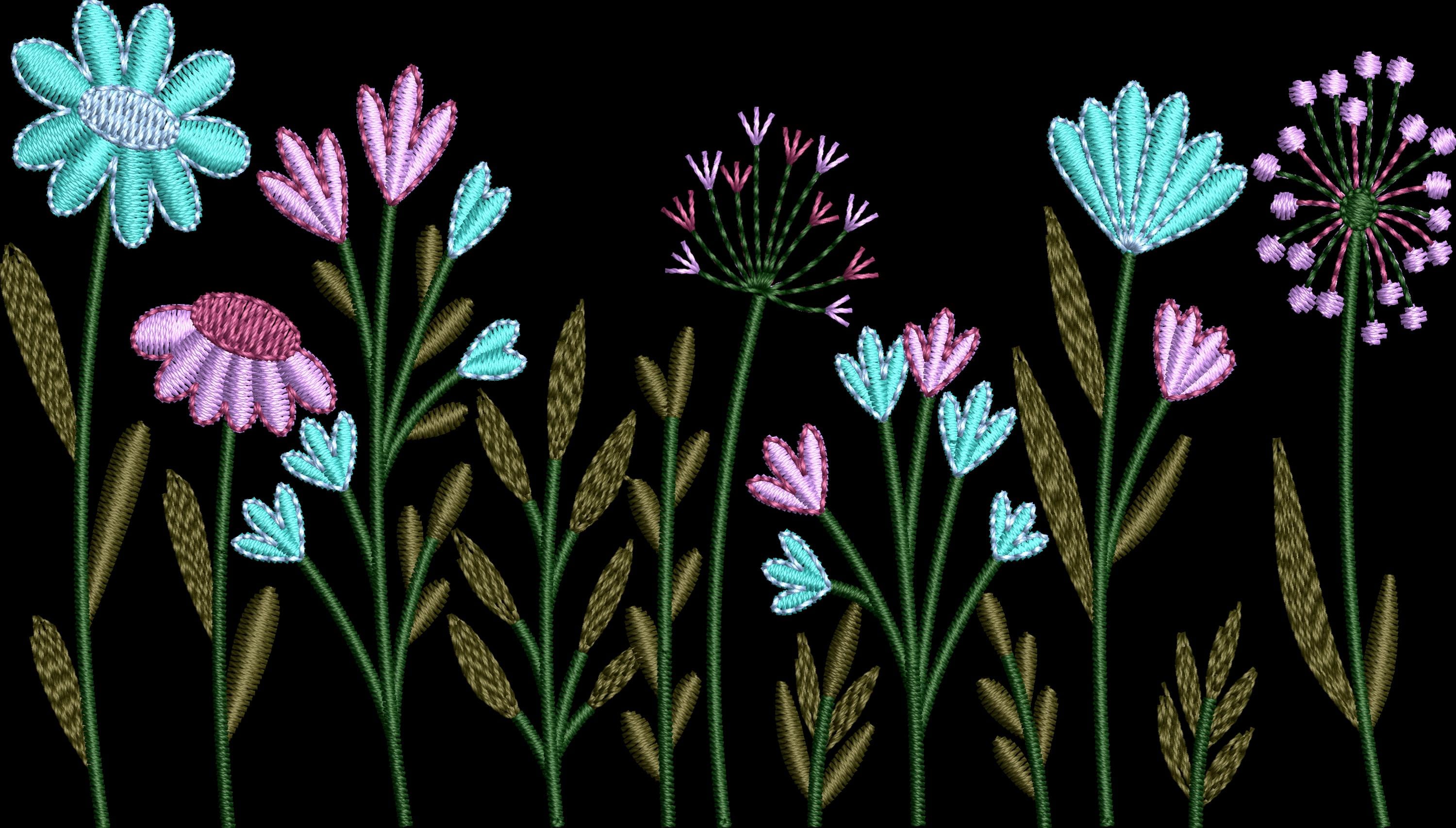 8 Wildflower Meadow Machine Embroidery Designs, 9 Sizes (instant ...