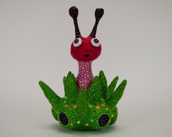 Paper Mache Sculpture Cartoneria Bug Acrylic Painted - Etsy