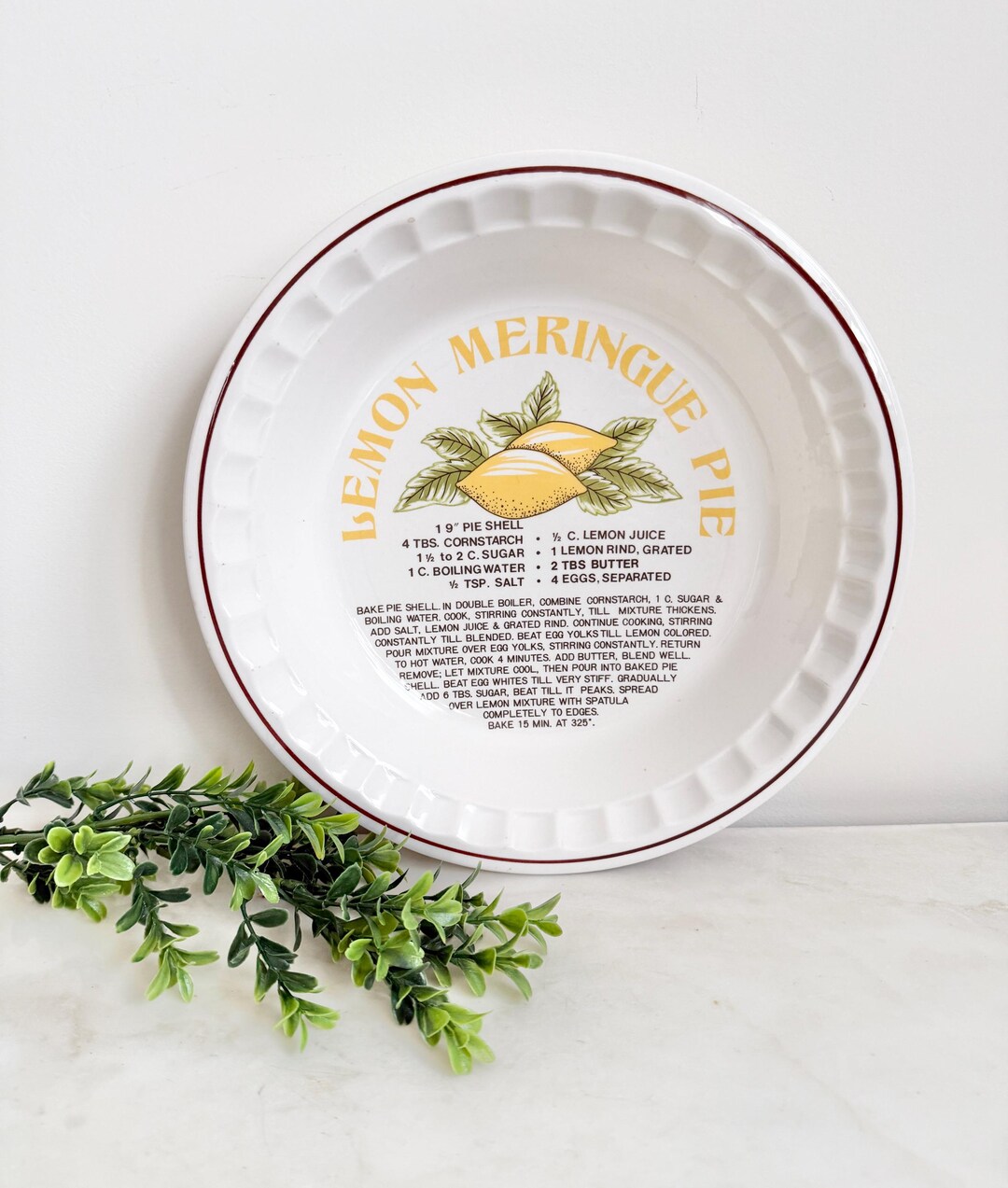 Vintage "lemon Meringue Pie" Ceramic Deep Baking Dish by Hankook - Etsy