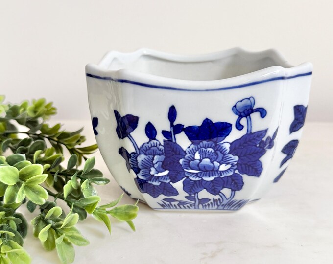 Unique Blue and White Ceramic Cachepot Planter - Etsy