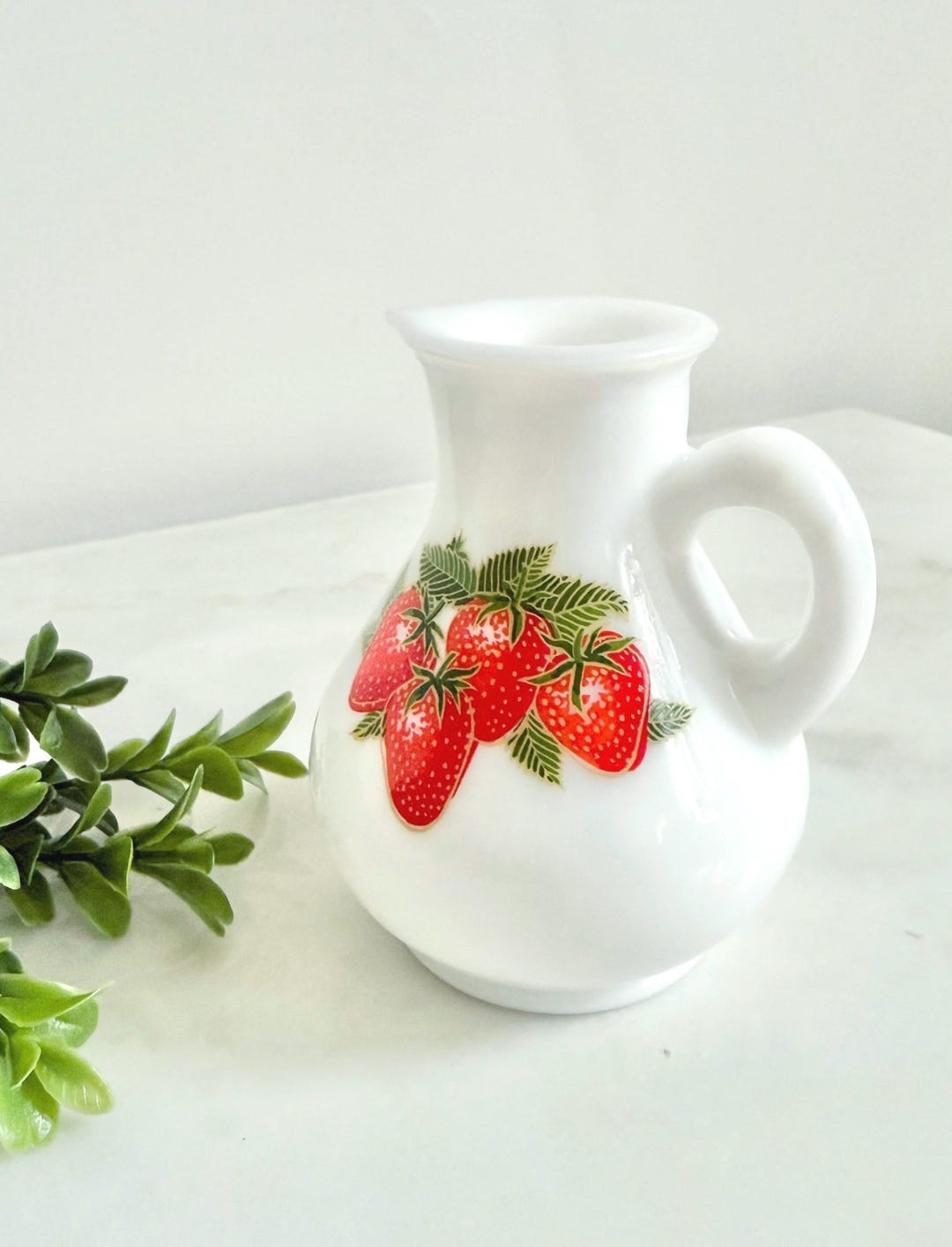 Vintage Avon “strawberries and Cream” Pitcher - Milk Glass Bud Vase - Etsy