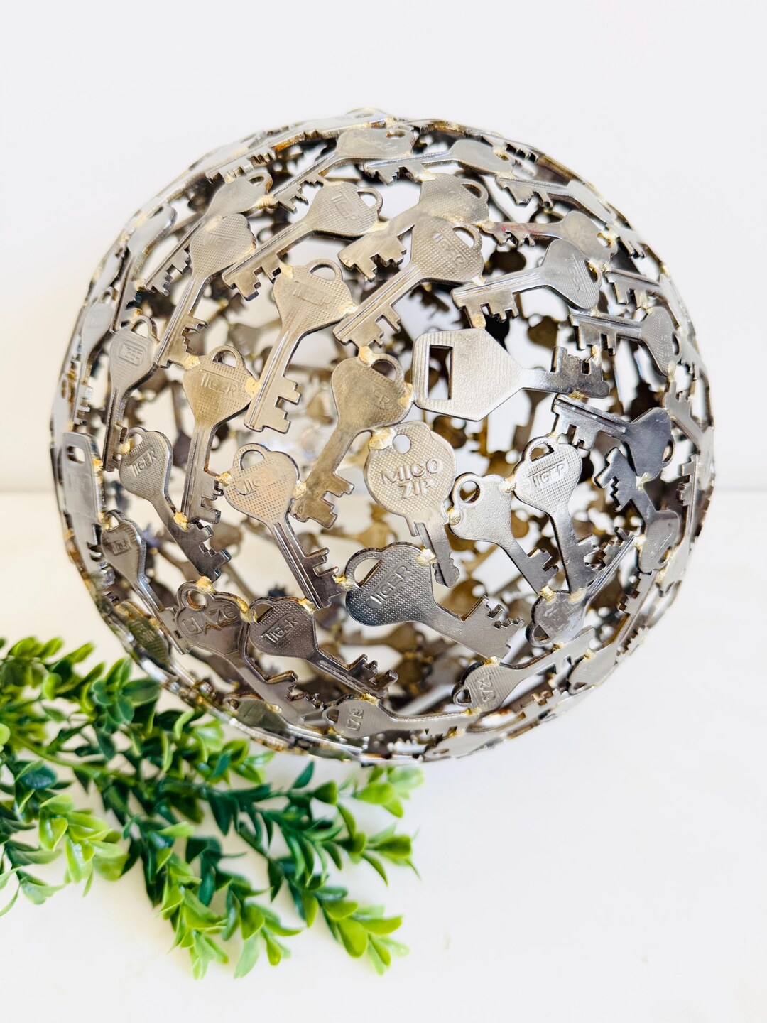 MCM Style Welded Key Sphere, Key Sculpture, Key Ball Decor - Etsy