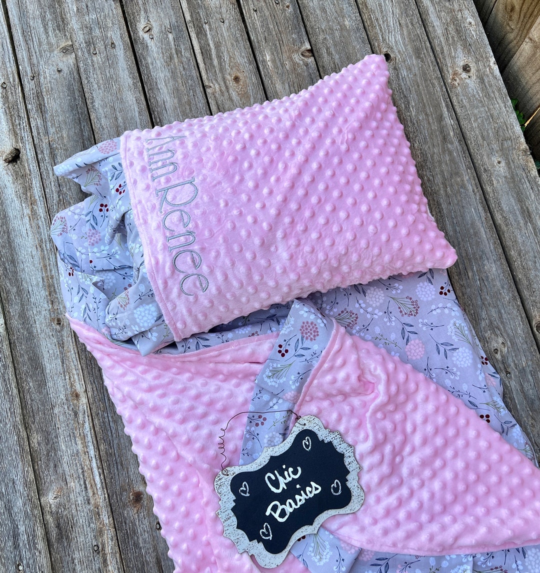 Personalized Nap Mat Cover With Attached Ruffle Minky Blanket & Ruffle ...