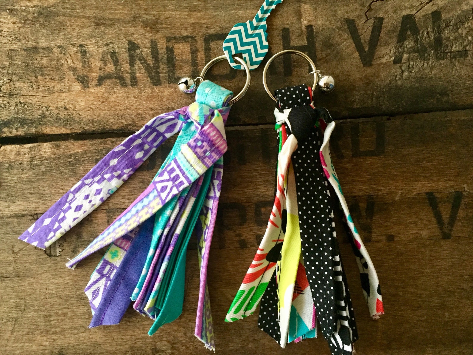 Keychain Fabric Tassel Keychain Key Flob ID Wallet With - Etsy